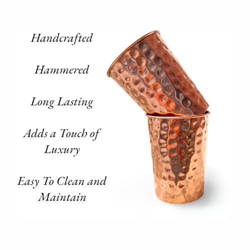 Wellness - Set of 2 Hammered Pure Copper Drinking Cups – Serenato